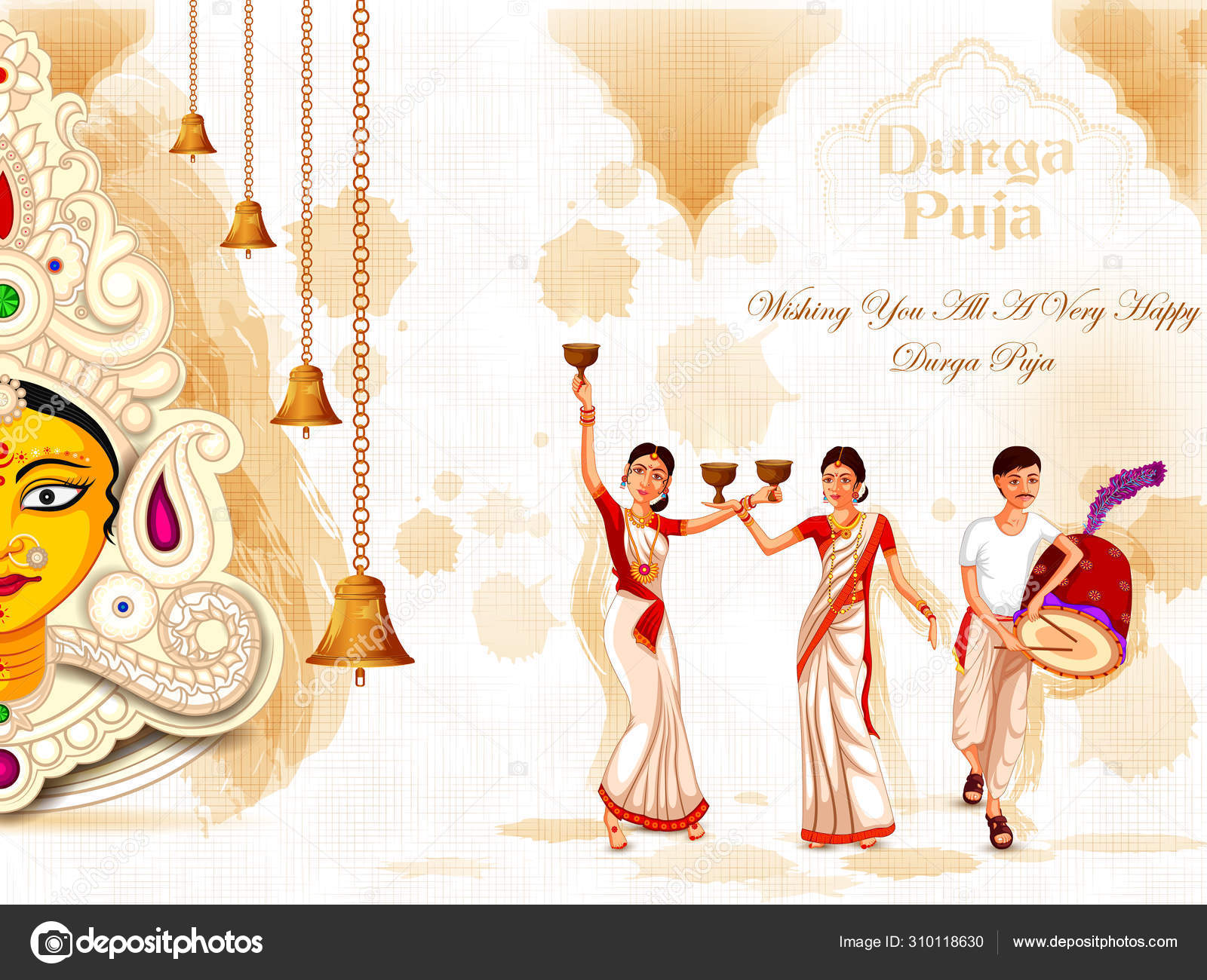 Happy Durga Puja festival background for India holiday Dussehra Stock ...