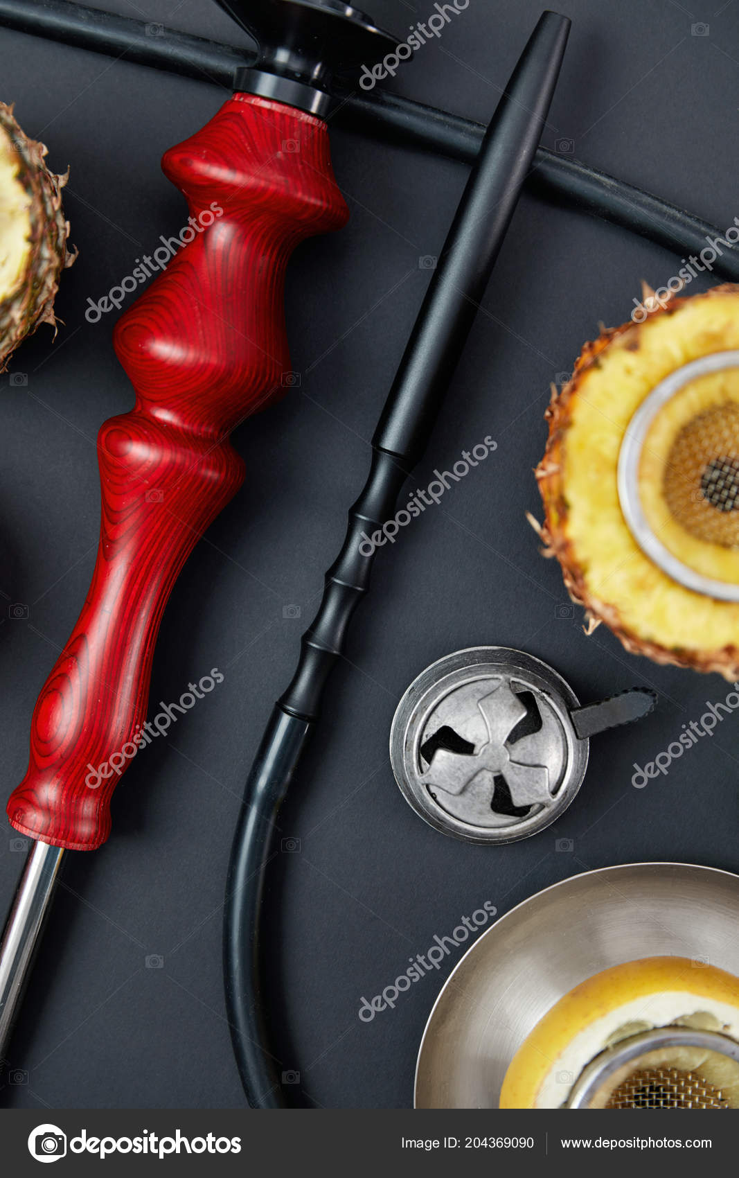Shisha Hookah Details Fruit Bowl Black Background Closeup Shisha Parts ...