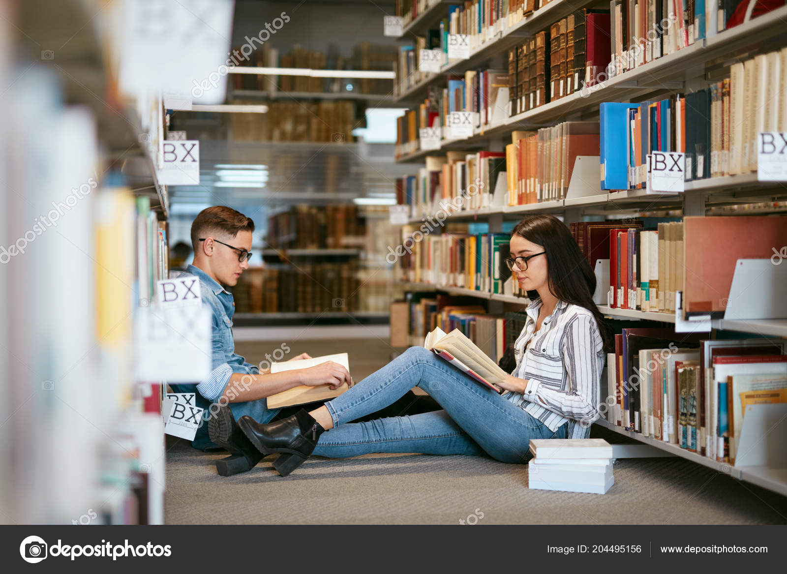Person Studying In Library