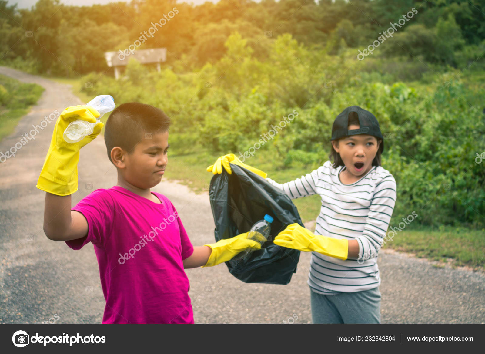 Group Kids Volunteer Help Garbage Collection Charity Environment ...