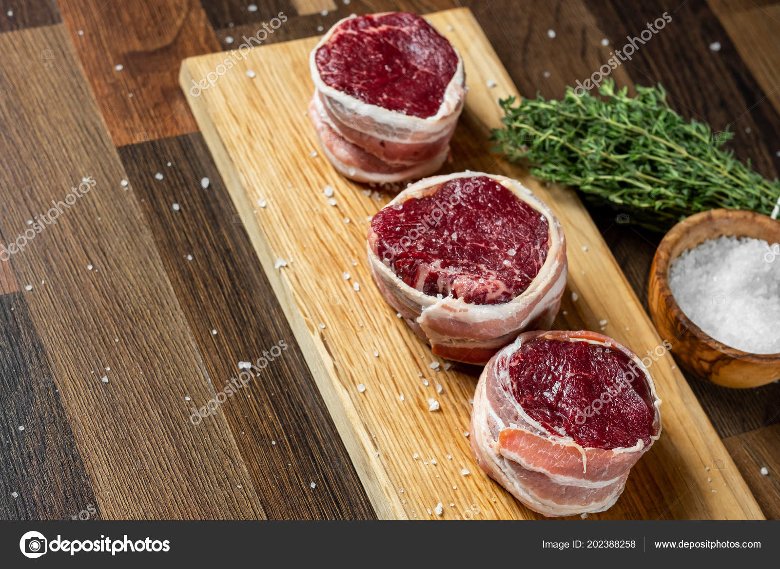Craft Selected Beef Steak Marble Meat Cooking Fillet Mignon Bacon Stock ...