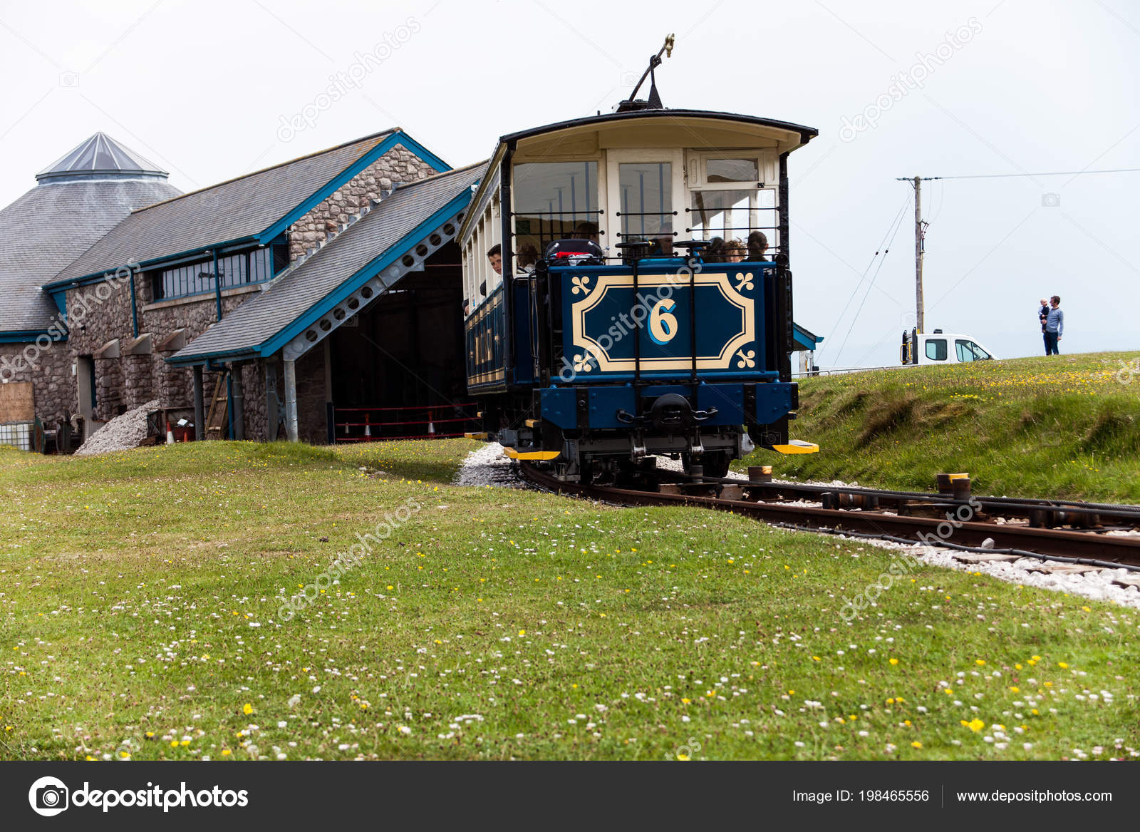 Tramway Arriving Station Foot Line Train Reached Destination View Back ...