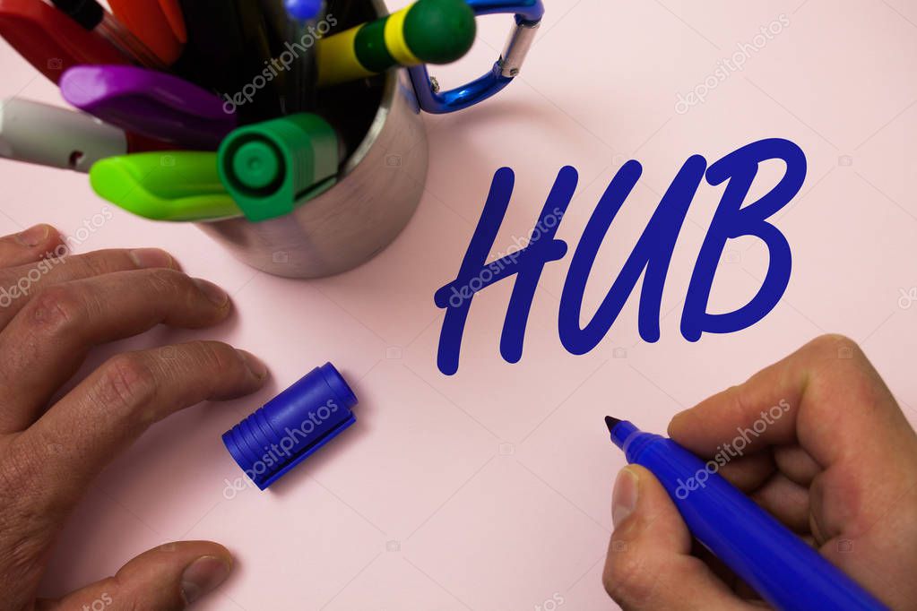 Escribir texto a mano Hub. Concepto significado Dispositivo conectar ...