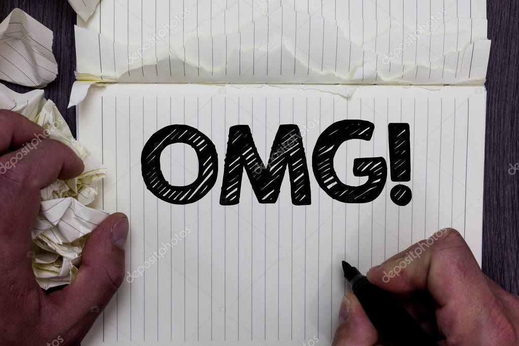 Escribir texto a mano Omg Motivational Call. Concepto significado Oh mi ...