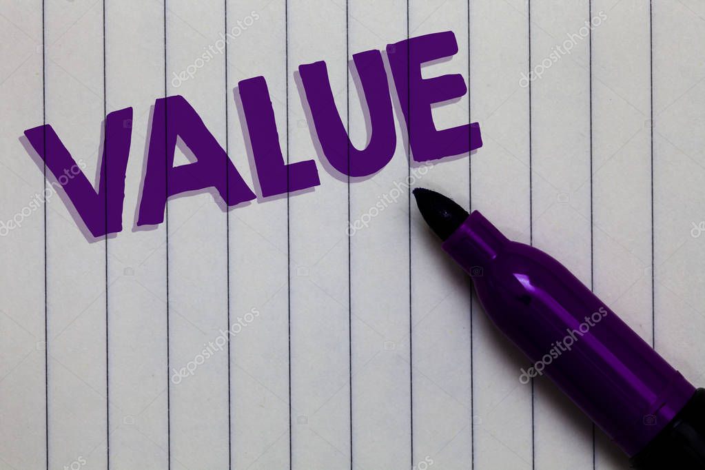 Signo de texto que muestra Valor. Foto conceptual Algo o alguien ...