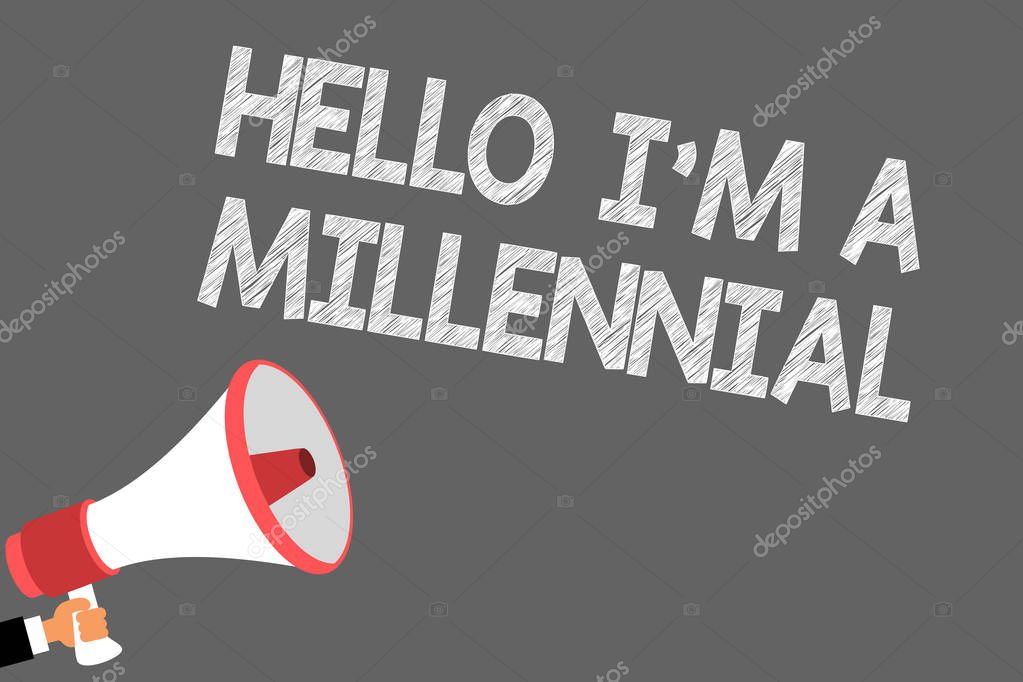 Signo de texto que muestra Hello I am A Millennial. Persona foto ...