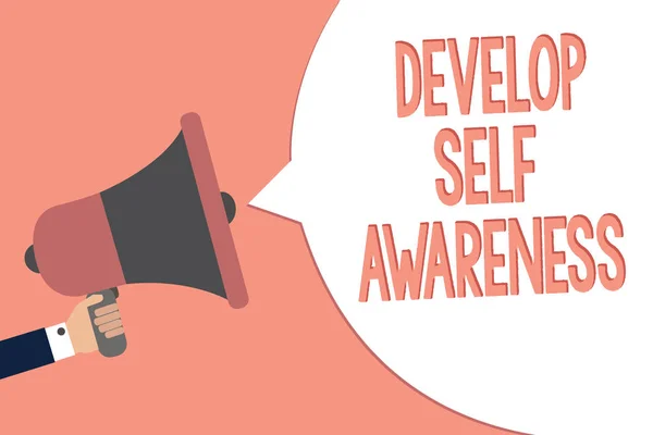 Conceptual hand writing showing Develop Self Awareness. Business photo ...