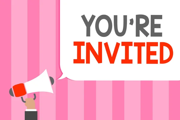 Conceptual hand writing showing You re are Invited. Business photo ...