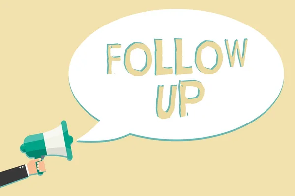 Writing note showing Follow Up. Business photo showcasing a ...