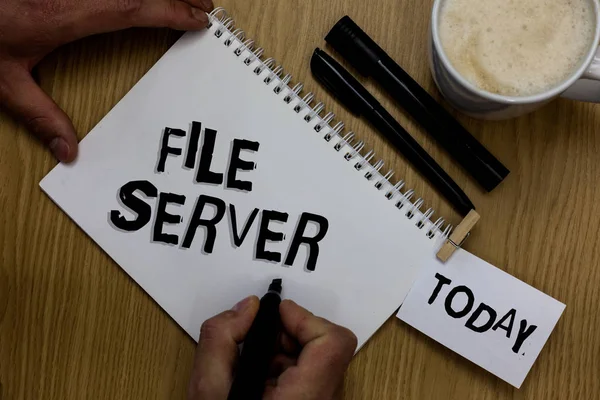 Writing note showing File Server. Business photo showcasing device which controls access to ...