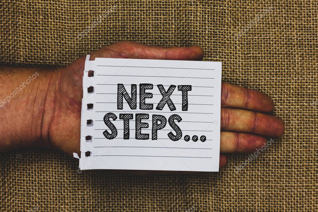 Escribir texto a mano Próximos pasos. Concepto que significa numer del ...