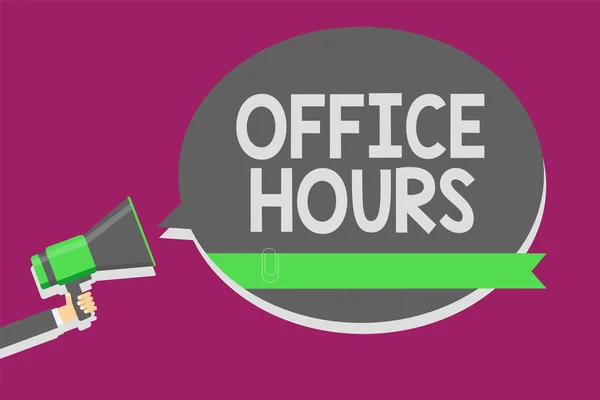 Writing note showing Office Hours. Business photo showcasing The hours ...