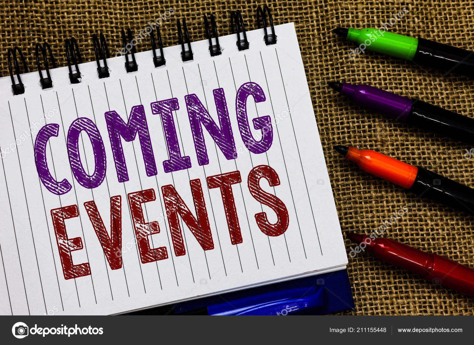 Signo de texto que muestra los próximos eventos. Foto conceptual ...