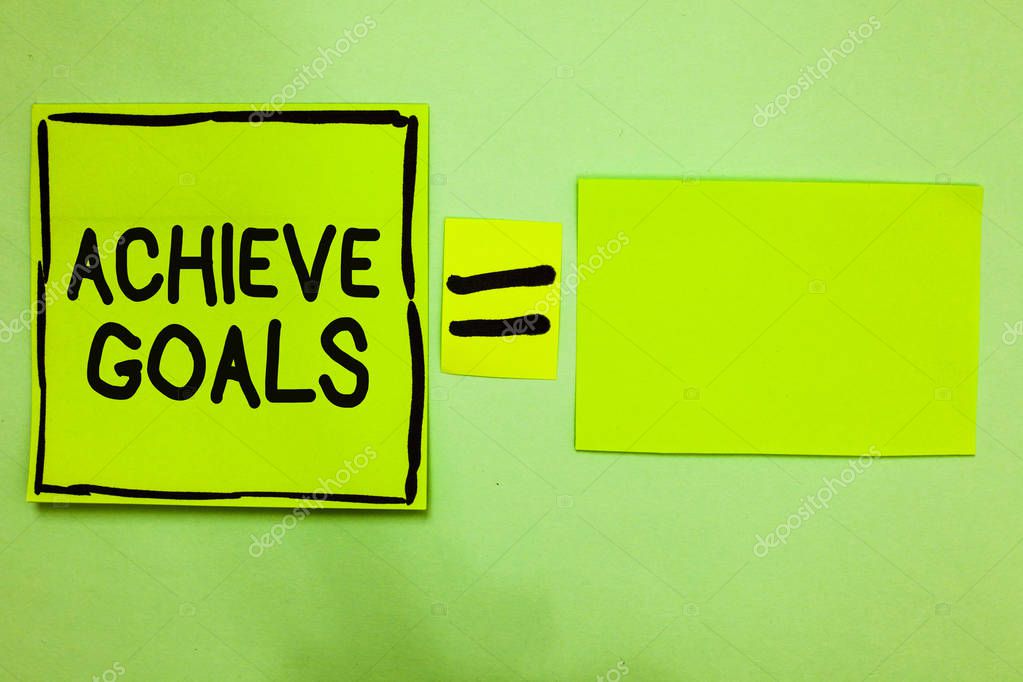 Texto de escritura de palabras Lograr metas. Concepto de negocio ...