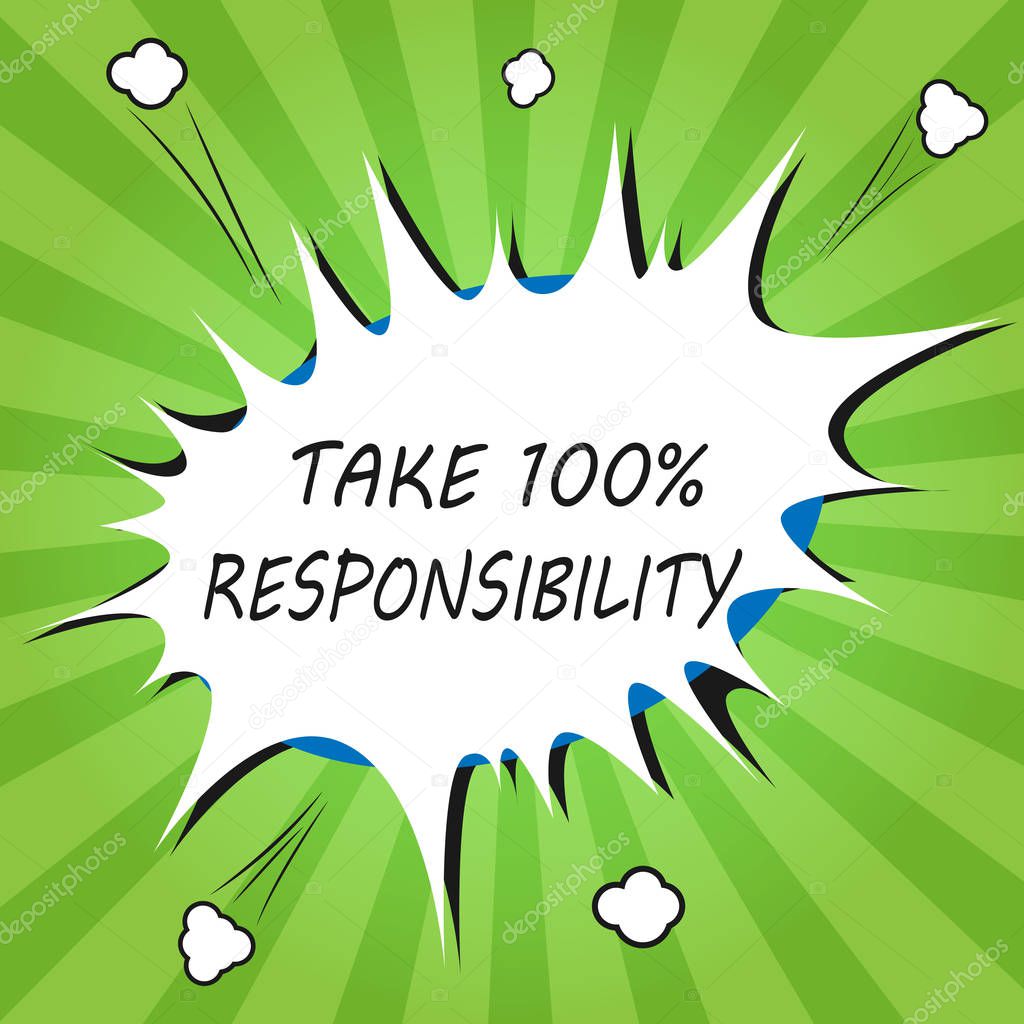 Escritura a mano de texto Tomar 100 Responsabilidad. Concepto que ...