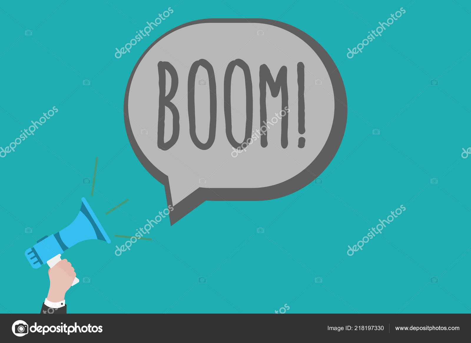 Text sign showing Boom. Conceptual photo Loud Deep resonant sound ...