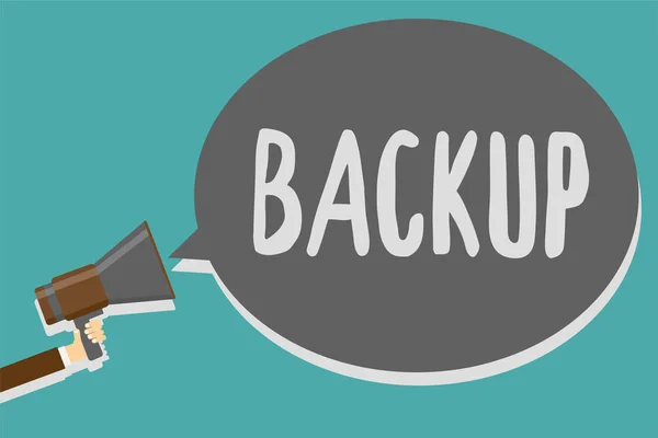 Conceptual hand writing showing Backup. Business photo text copy of file or other item data made ...