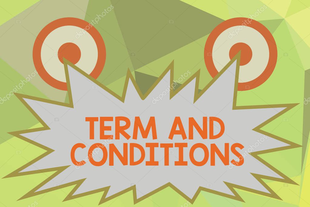 Nota escrita que muestra el Término y las Condiciones. Foto de negocios ...