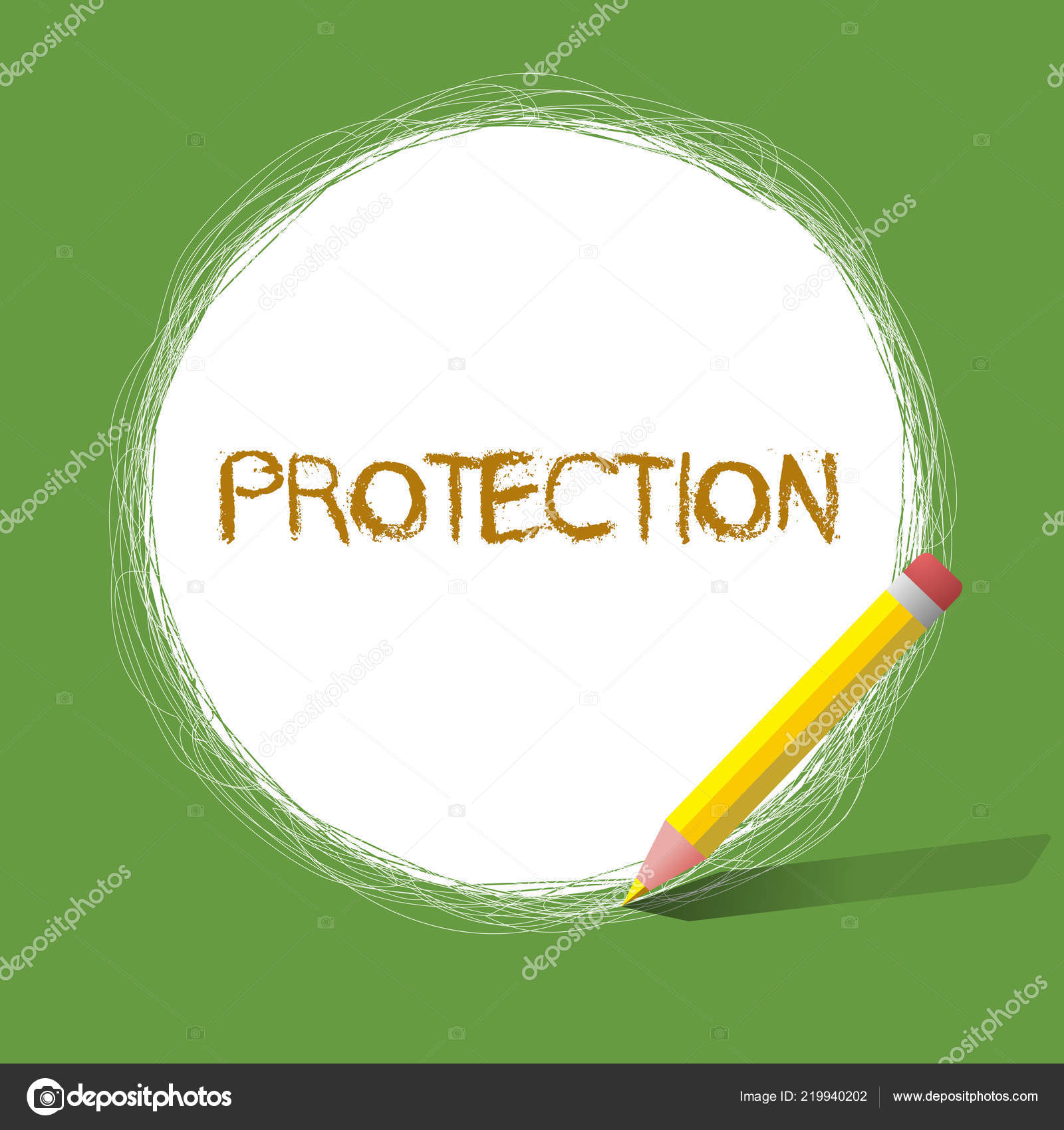 Handwriting text Protection. Concept meaning State of being protected ...