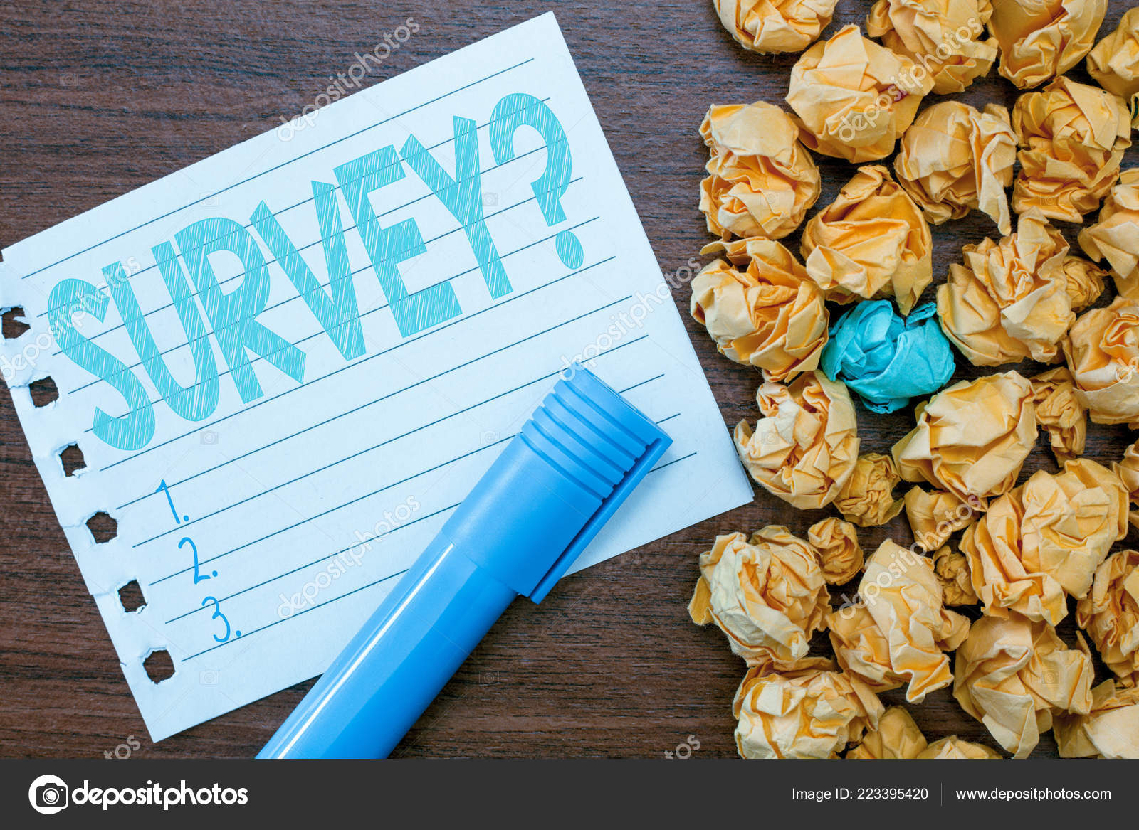 Escritura a mano de texto SURVEY pregunta. Concepto que significa Pedir que se lleve a cabo una ...