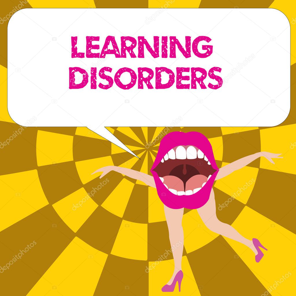Escritura manual conceptual mostrando Trastornos del Aprendizaje. Texto fotográfico empresarial ...