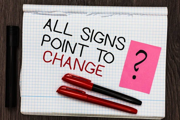Word writing text All Signs Point To Change. Business concept for ...