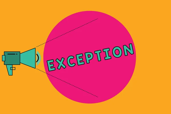 Signo de texto que muestra Excepción. Demostración de foto conceptual o ...