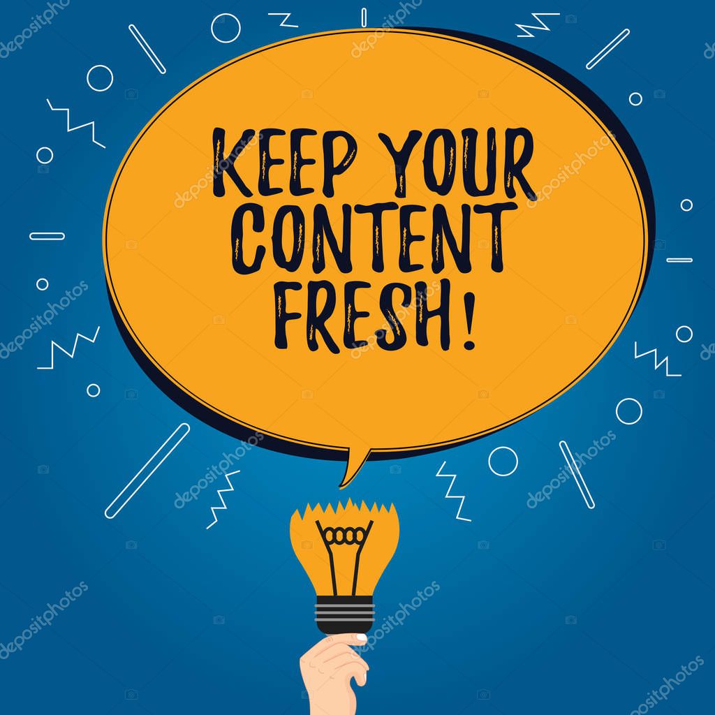 Texto de escritura a mano Mantenga su contenido fresco. Concepto ...