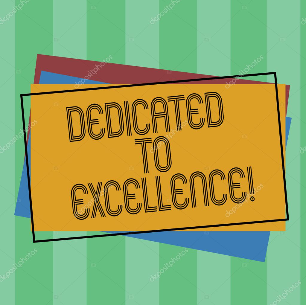 Texto de escritura de palabras dedicado a la excelencia. Concepto de negocio para una promesa o ...