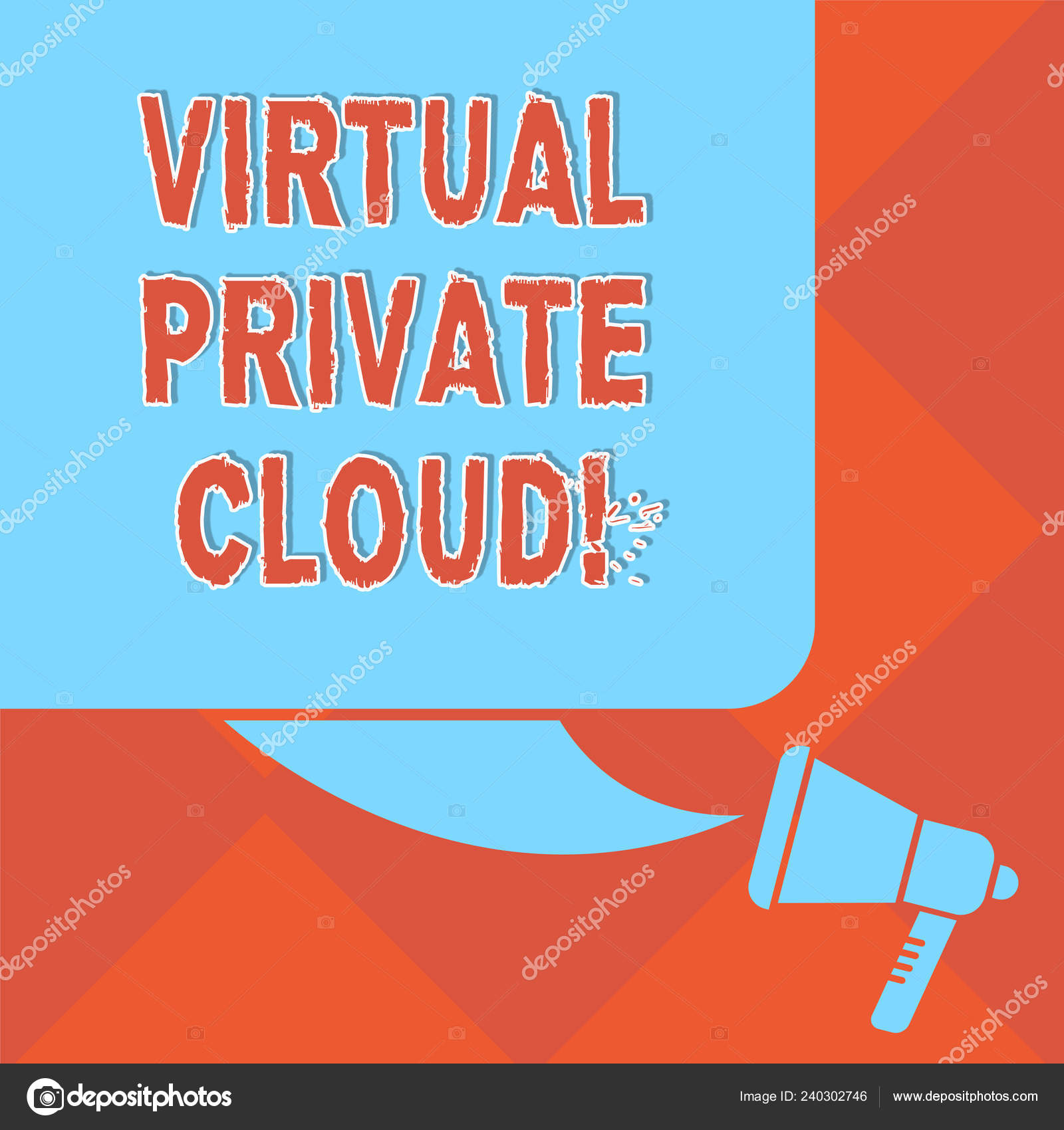 Handwriting text Virtual Private Cloud. Concept meaning configurable pool of shared computing ...