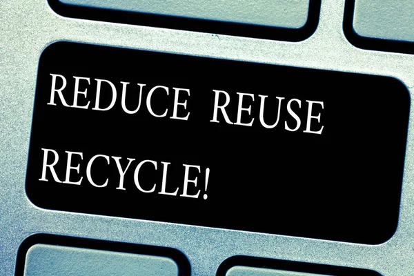 Handwriting text Reduce Reuse Recycle. Concept meaning Cut down on the ...