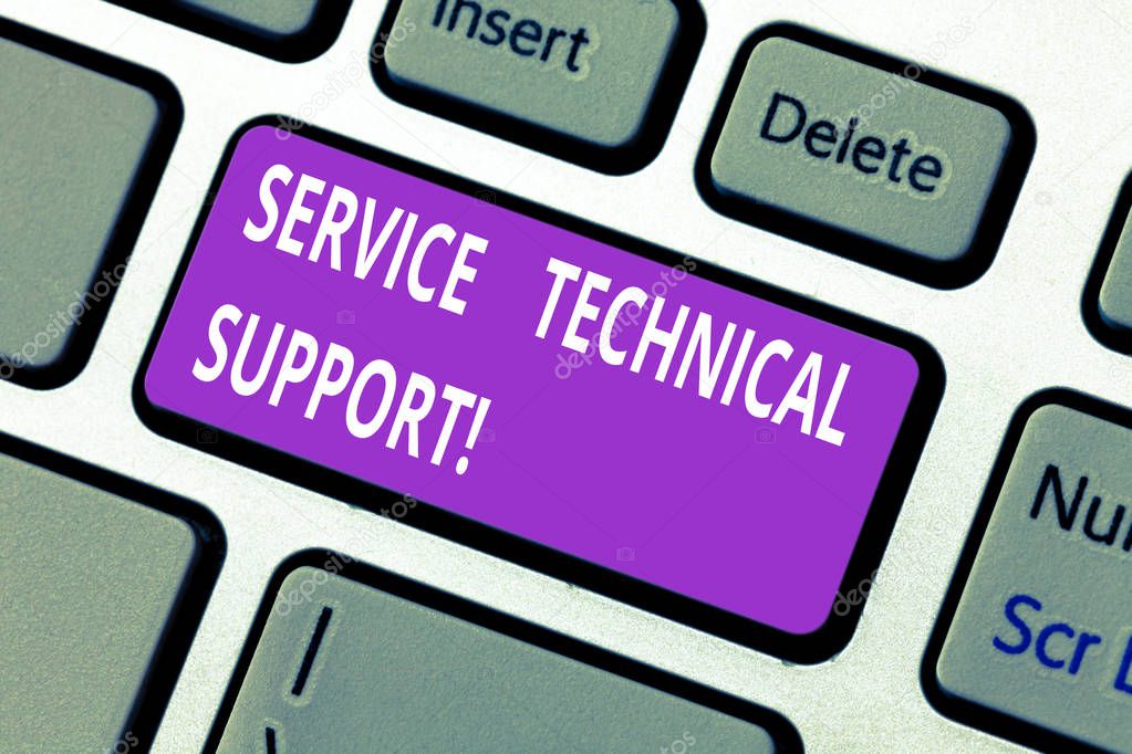 Word writing text Servicio de Soporte Técnico. Concepto de negocio para los servicios que las ...