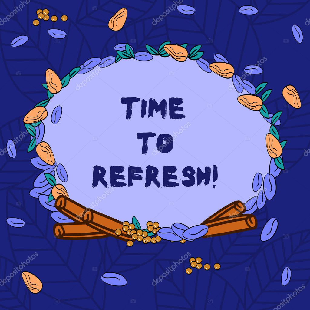 Texto de escritura de palabras Tiempo para actualizar. Concepto de negocio para el momento ...