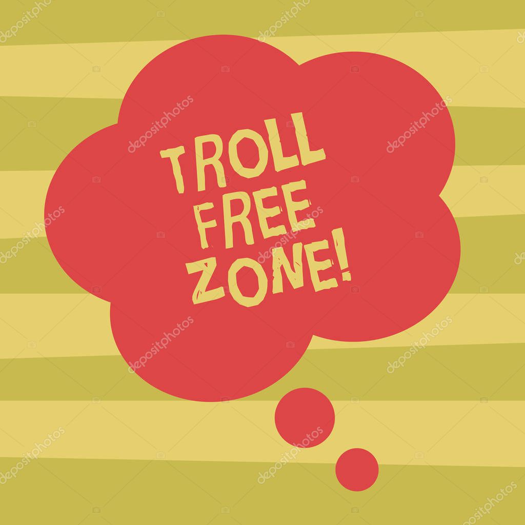 Signo de texto que muestra Troll Free Zone. Foto conceptual Red social ...