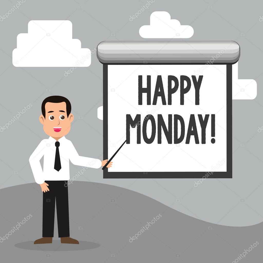 Señal de texto que muestra Feliz Lunes. Foto conceptual Deseando que ...