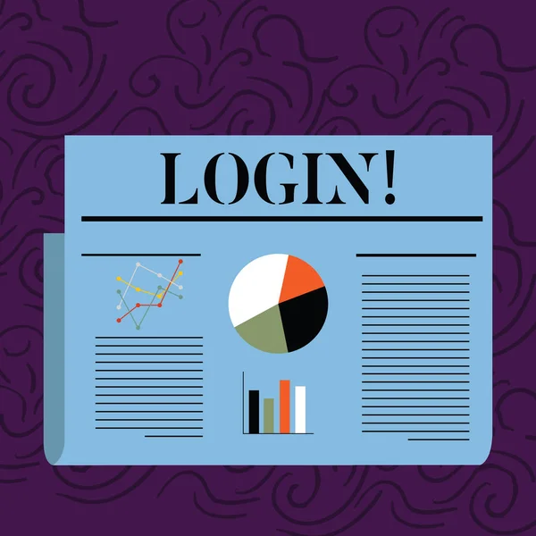 Text sign showing Login. Conceptual photo Act of entering into a ...