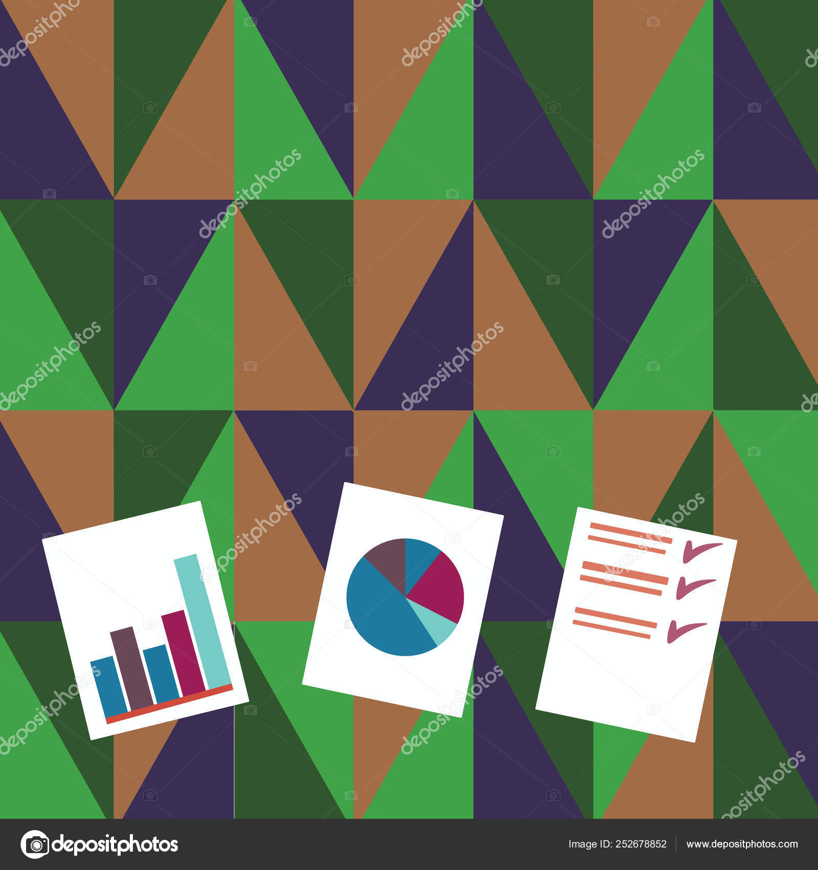 Individual Colorful Presentation of Bar Column, Data and Pie Chart ...