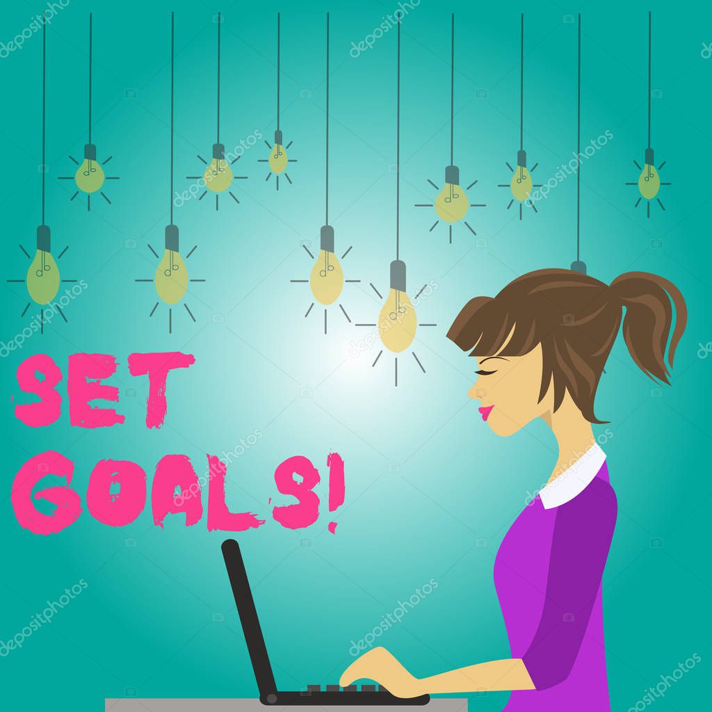 Texto de escritura de palabras Establecer metas. Concepto de negocio ...