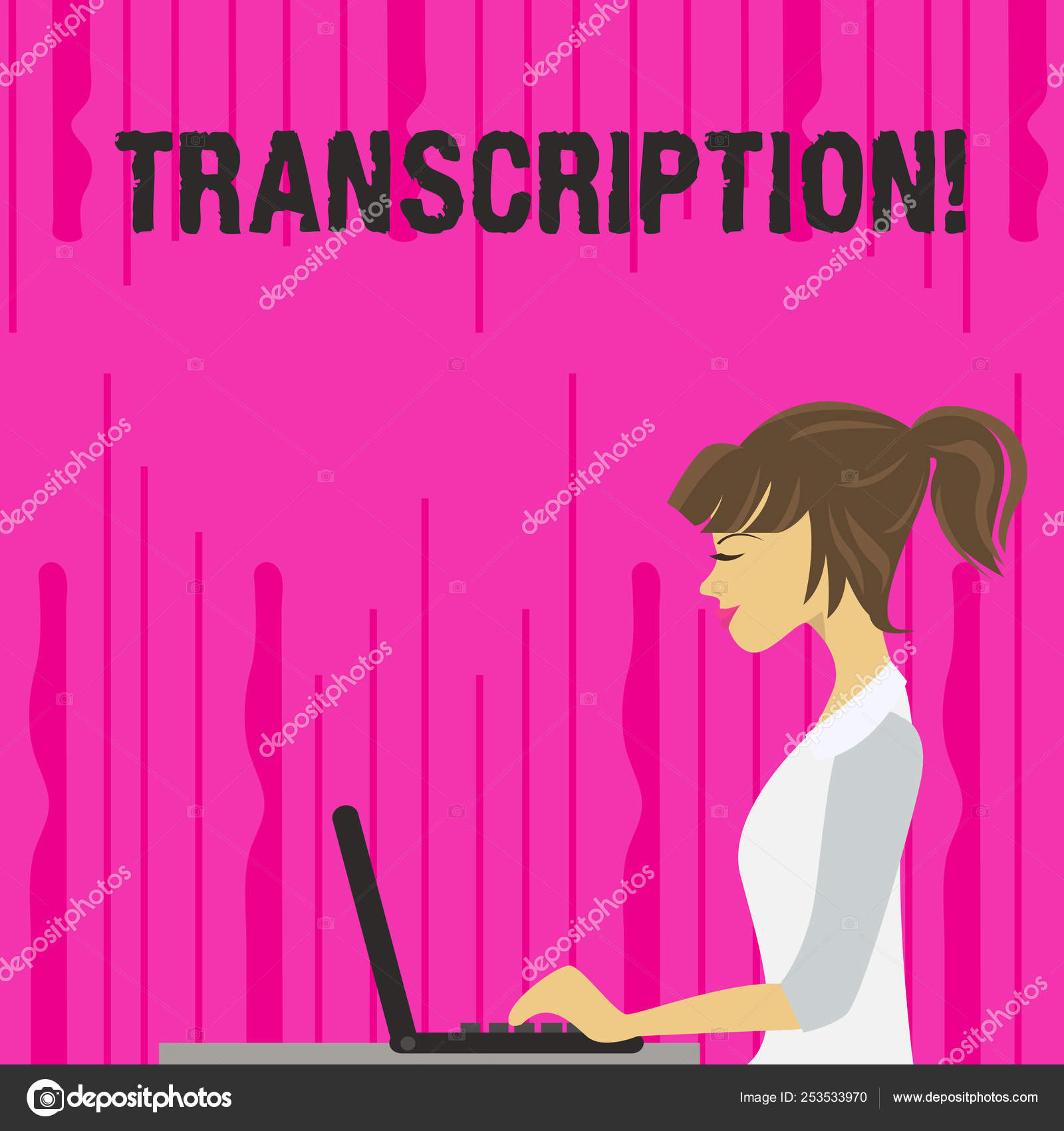 Signo de texto que muestra Transcripción. Foto conceptual Proceso ...