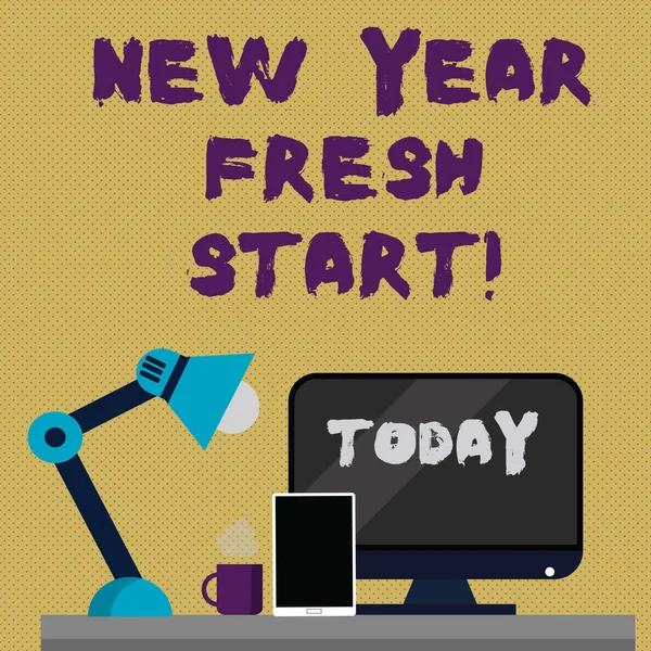 Writing note showing New Year Fresh Start. Business photo showcasing ...