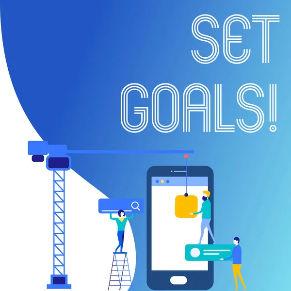 Text sign showing Set Goals. Conceptual photo process of identifying ...