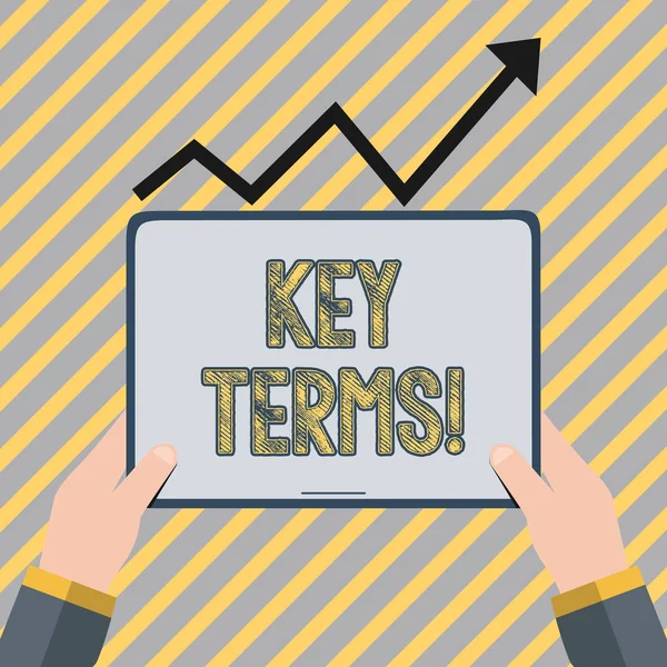 Writing note showing Key Terms. Business photo showcasing significant ...