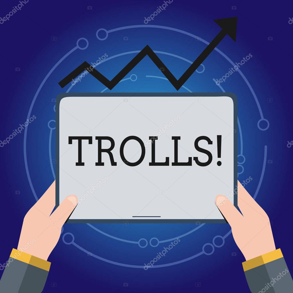 Escribiendo nota mostrando Trolls. Foto de negocios que muestra a los ...