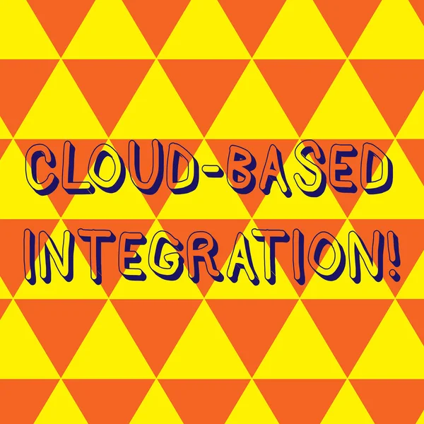 Writing note showing Cloud Based Integration. Business photo showcasing tools and technologies ...