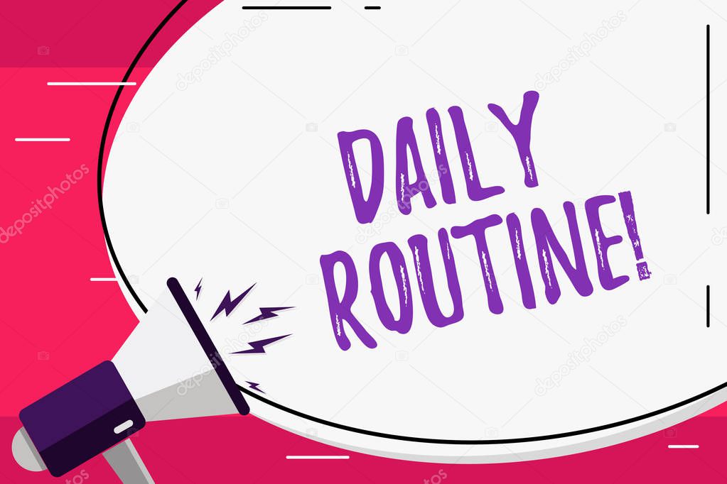 Texto de escritura de palabras Daily Routine. Concepto de negocio para ...