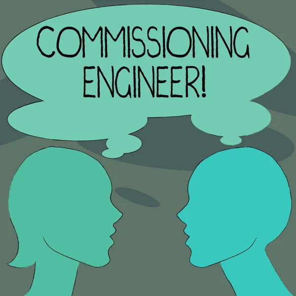 Handwriting text Commissioning Engineer. Concept meaning ensure all ...