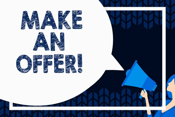 Word writing text Make An Offer. Business concept for one will pay ...