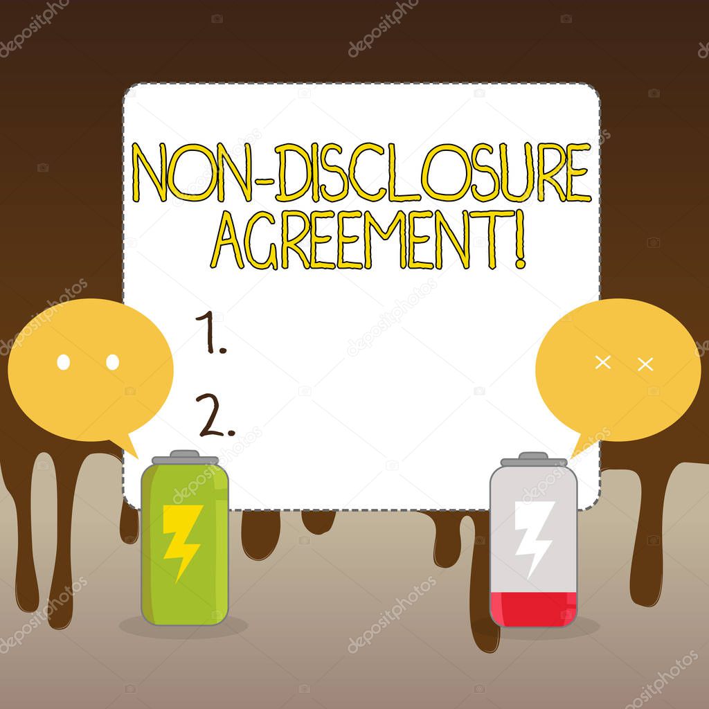 Texto manuscrito Acuerdo de no divulgación. Concepto que significa que ...
