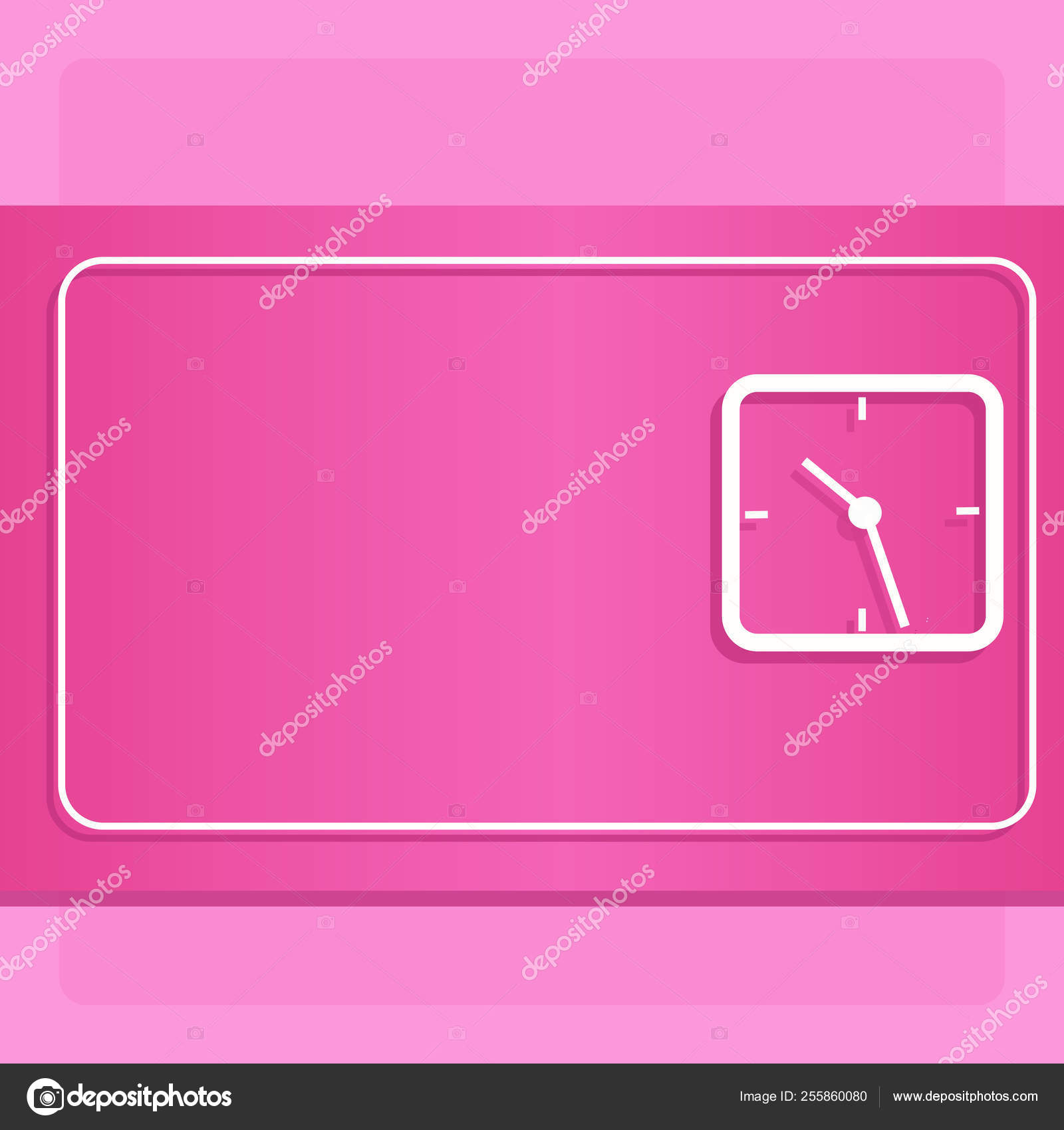Square Outline of Analog Clock on Two Tone Pastel Backdrop. Modern ...