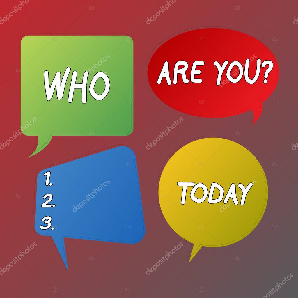 Texto de escritura a mano ¿Quién es usted pregunta. Concepto que ...